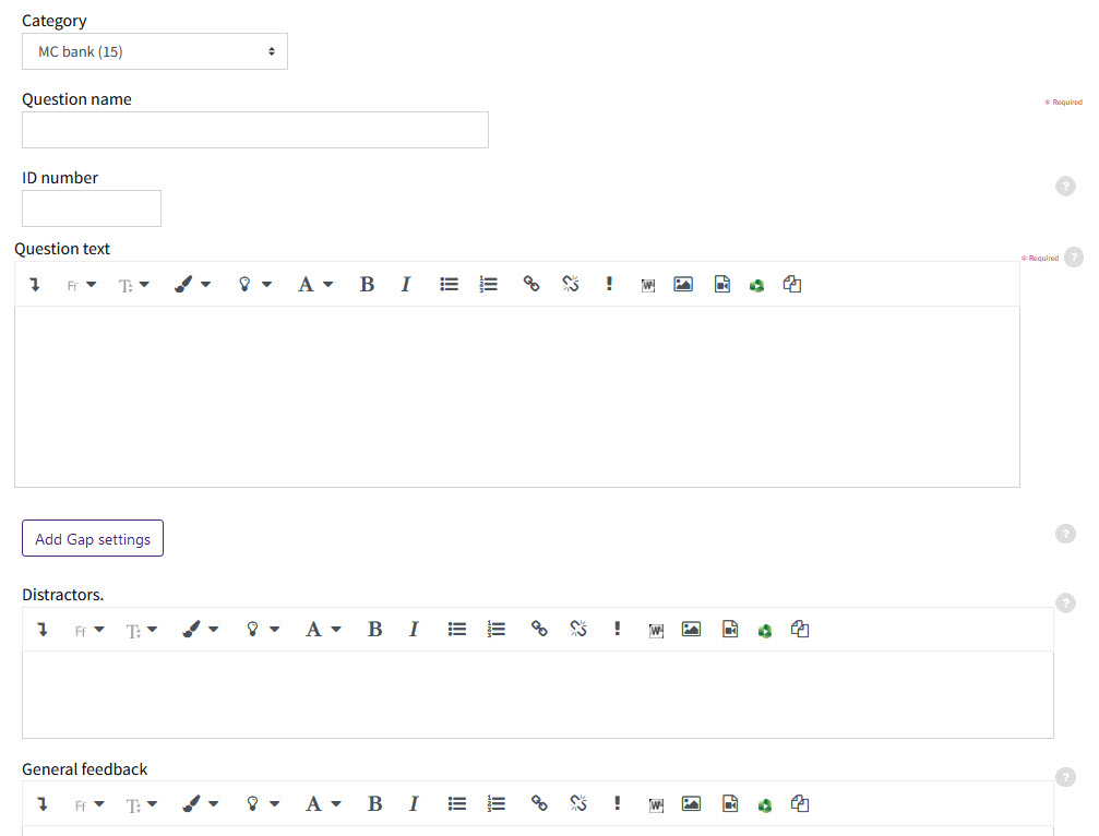 Moodle: Activities & Resources: Quiz Question Types: Gapfill - GROK Knowledge Base
