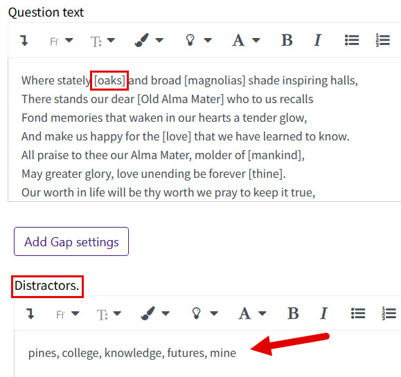 Moodle: Activities & Resources: Quiz Question Types: Gapfill - GROK Knowledge Base